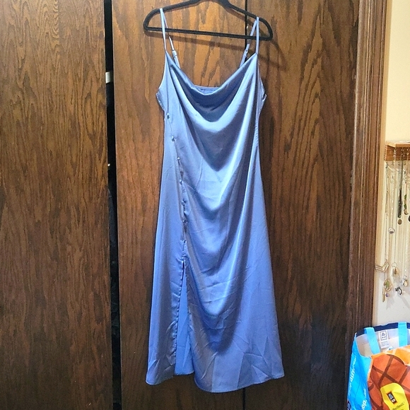 Cider | Dresses | Cider Blue Satin Dress | Poshmark